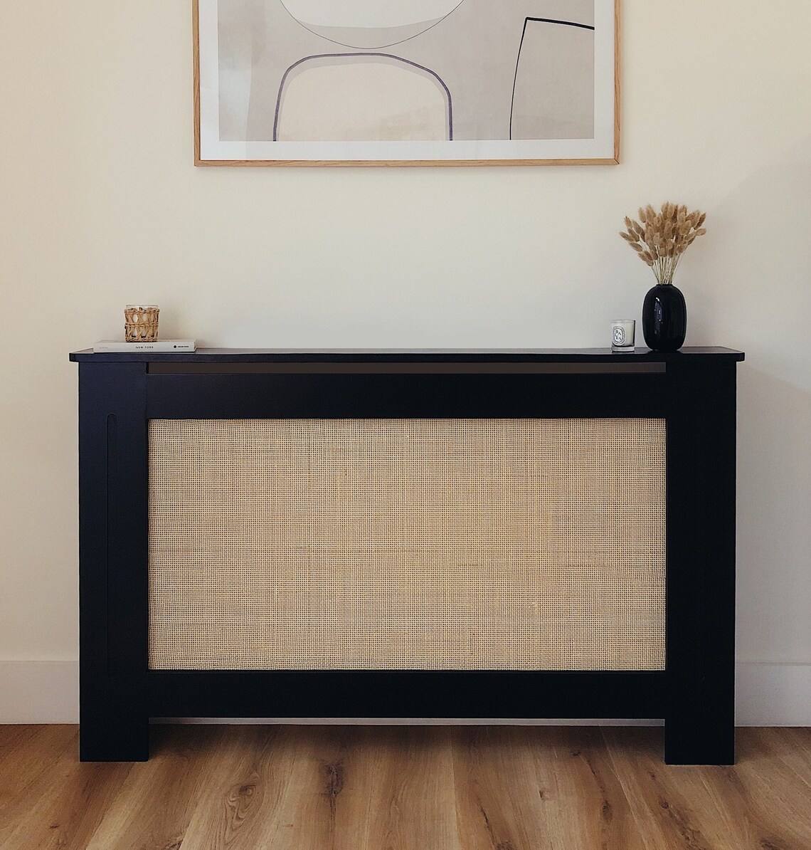 Medium Black Rattan Radiator Cover - Etsy UK