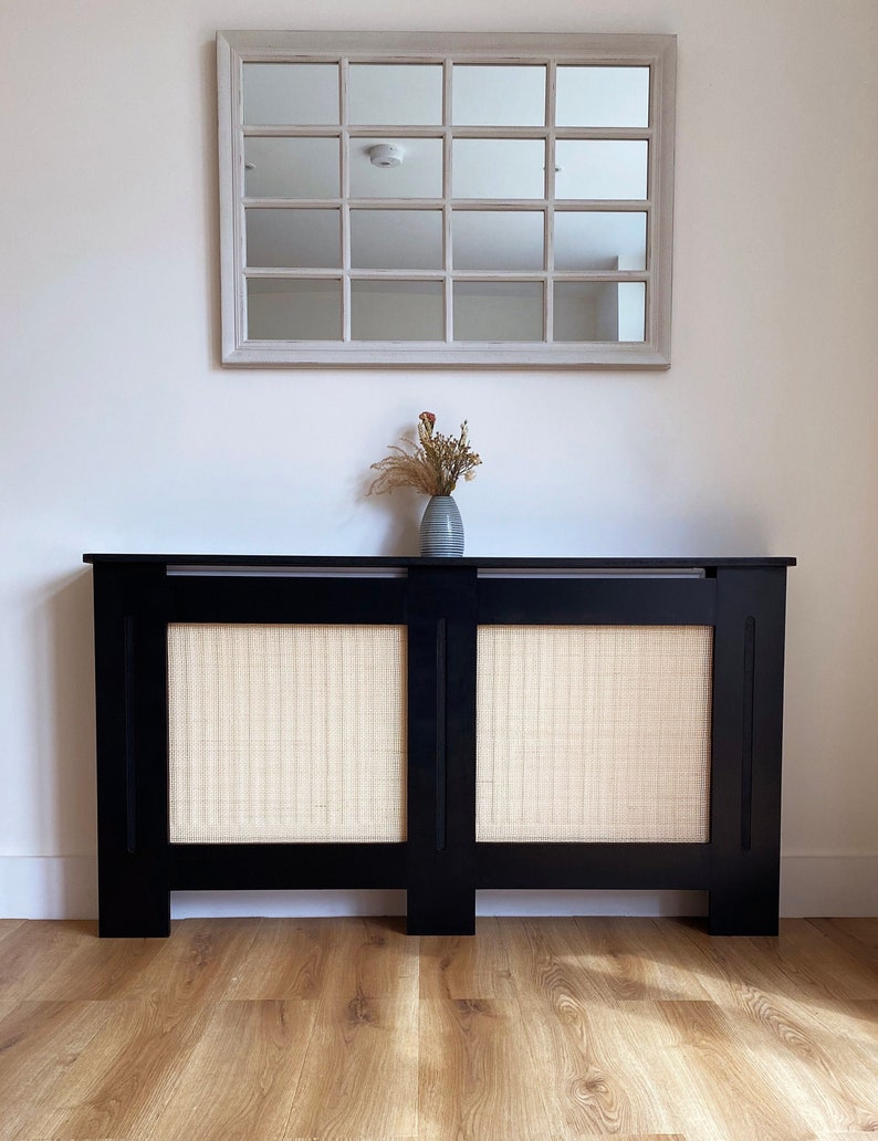 Large Black Rattan Radiator Cover - Etsy UK