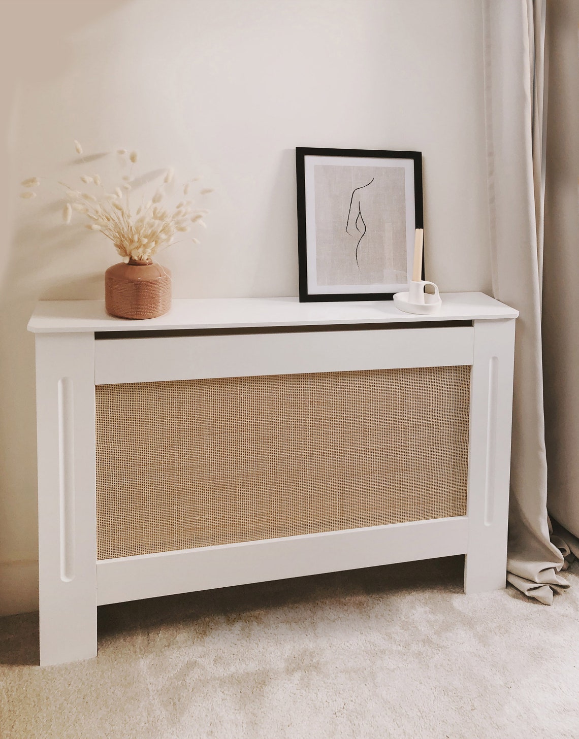 Medium White Rattan Radiator Cover - Etsy UK