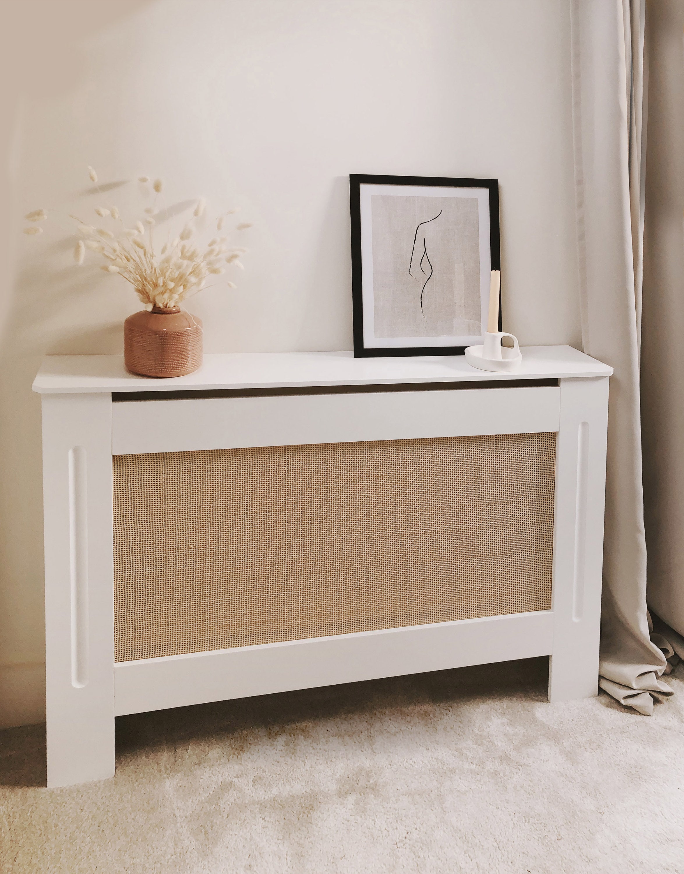 Medium White Rattan Radiator Cover - Etsy UK