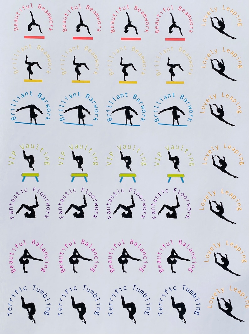 Gymnastics Praise Reward Stickers for Gymnasts. - Etsy