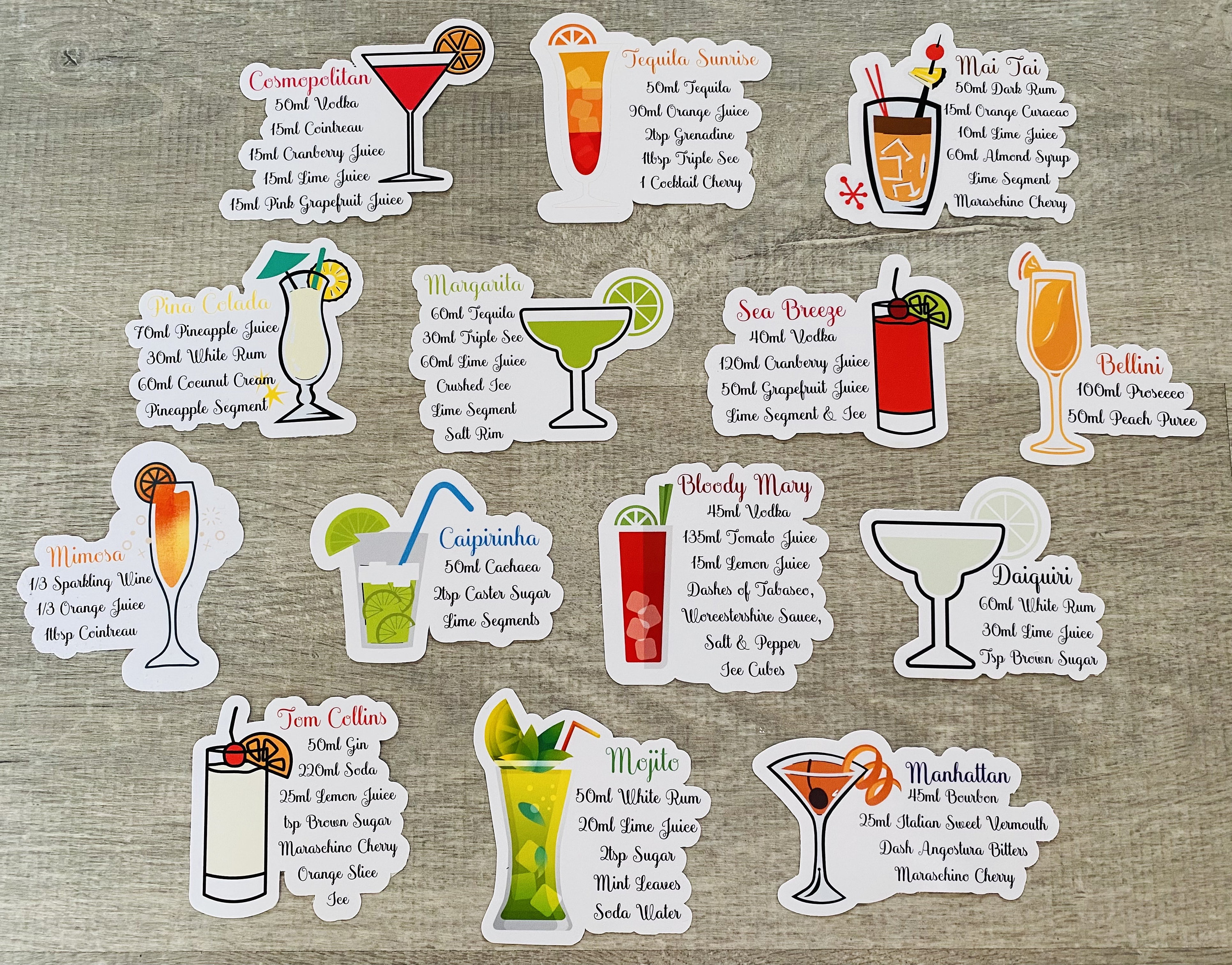 Classic Cocktail Stickers - Etsy