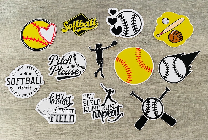 Softball Stickers - Etsy