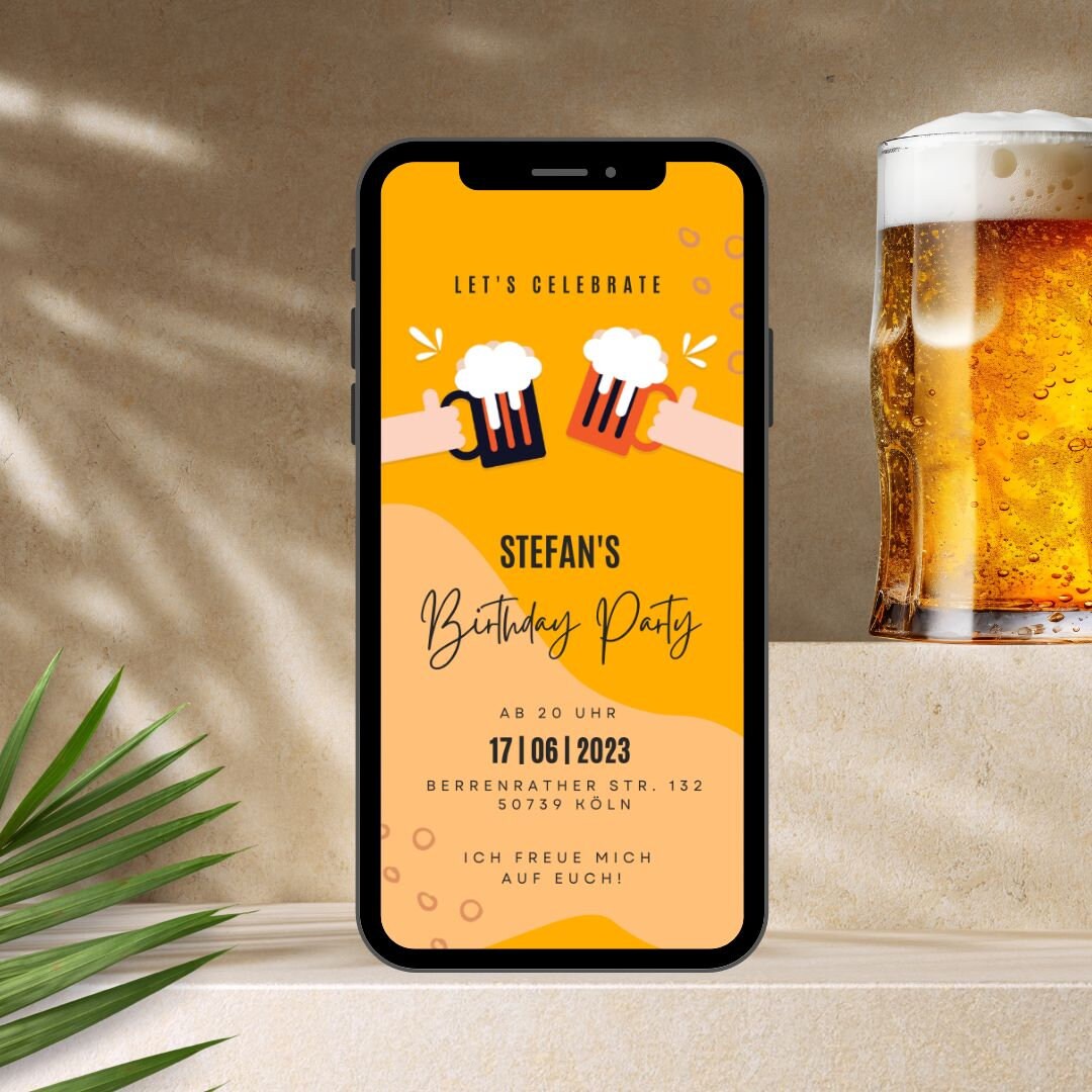 Digital Birthday Invitation Ecard Smartphone, Personalizable Custom ...