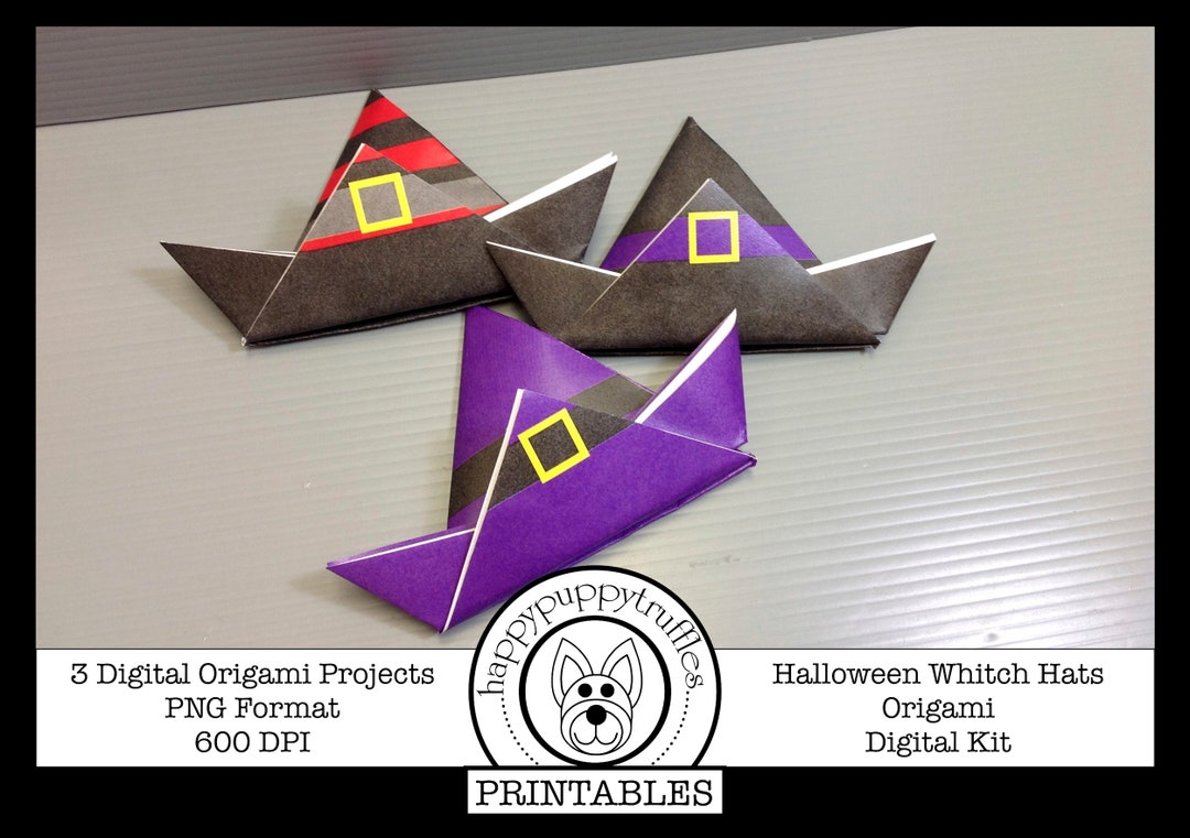 Origami Halloween Witch Hats, Printable, Digital Instant Download ...