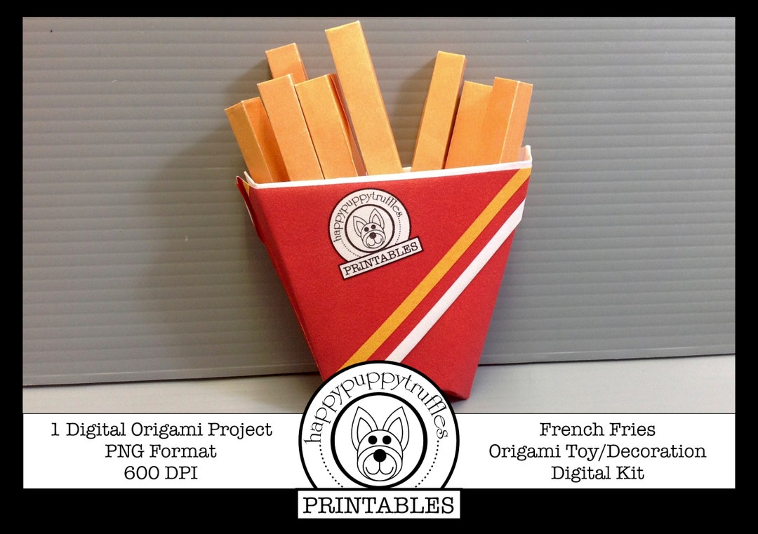 Origami French Fries, Origami Cube-shaped Food, Toy Origami, Printable ...