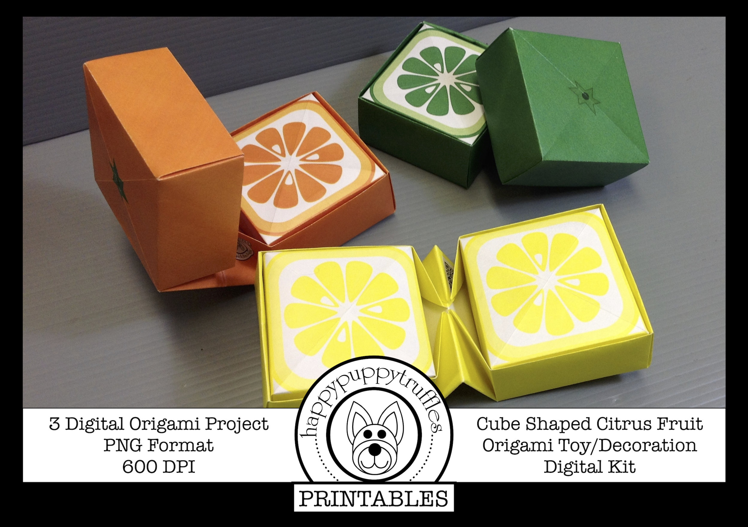 Origami Citrus Fruit, Origami Cube-shaped Food, Toy Origami, Printable ...
