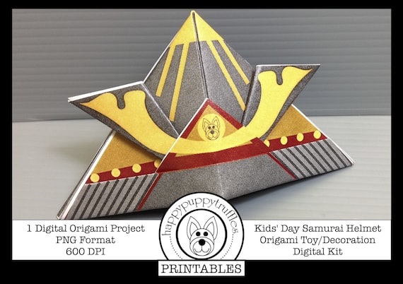 Origami Kids' Day Samurai Helmet Printable Digital | Etsy