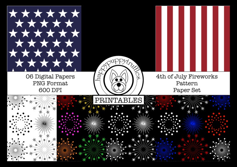 Fourth of July Digital Paper, Fireworks Paper Craft, Origami Paper ...