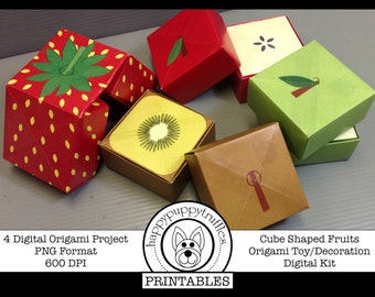 Origami Fruit, Melon, Pineapple, Origami Cube-shaped Food, Toy Origami ...