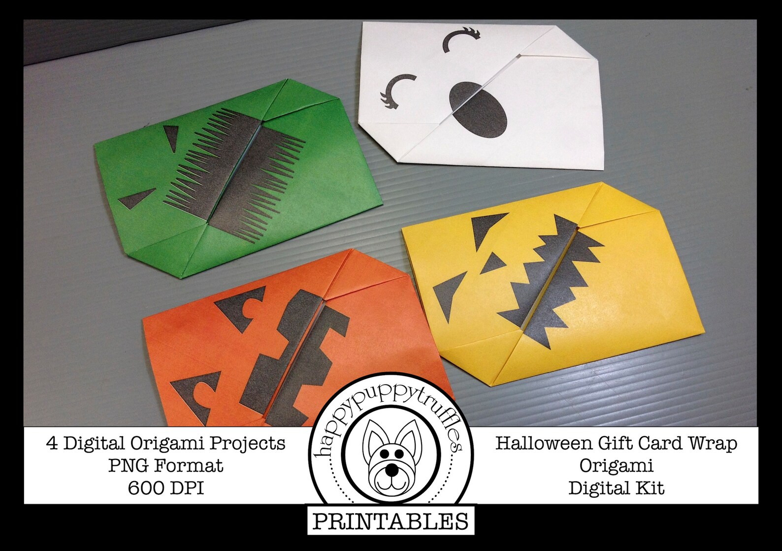 Origami Halloween Gift Card Envelope Scary Faces, Printable, Digital ...