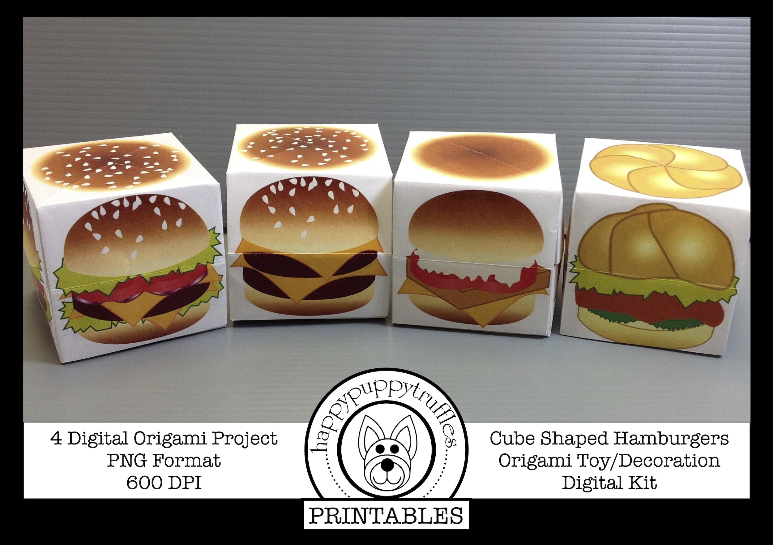 Origami Hamburgers, Origami Cube-shaped Food, Toy Origami, Printable ...