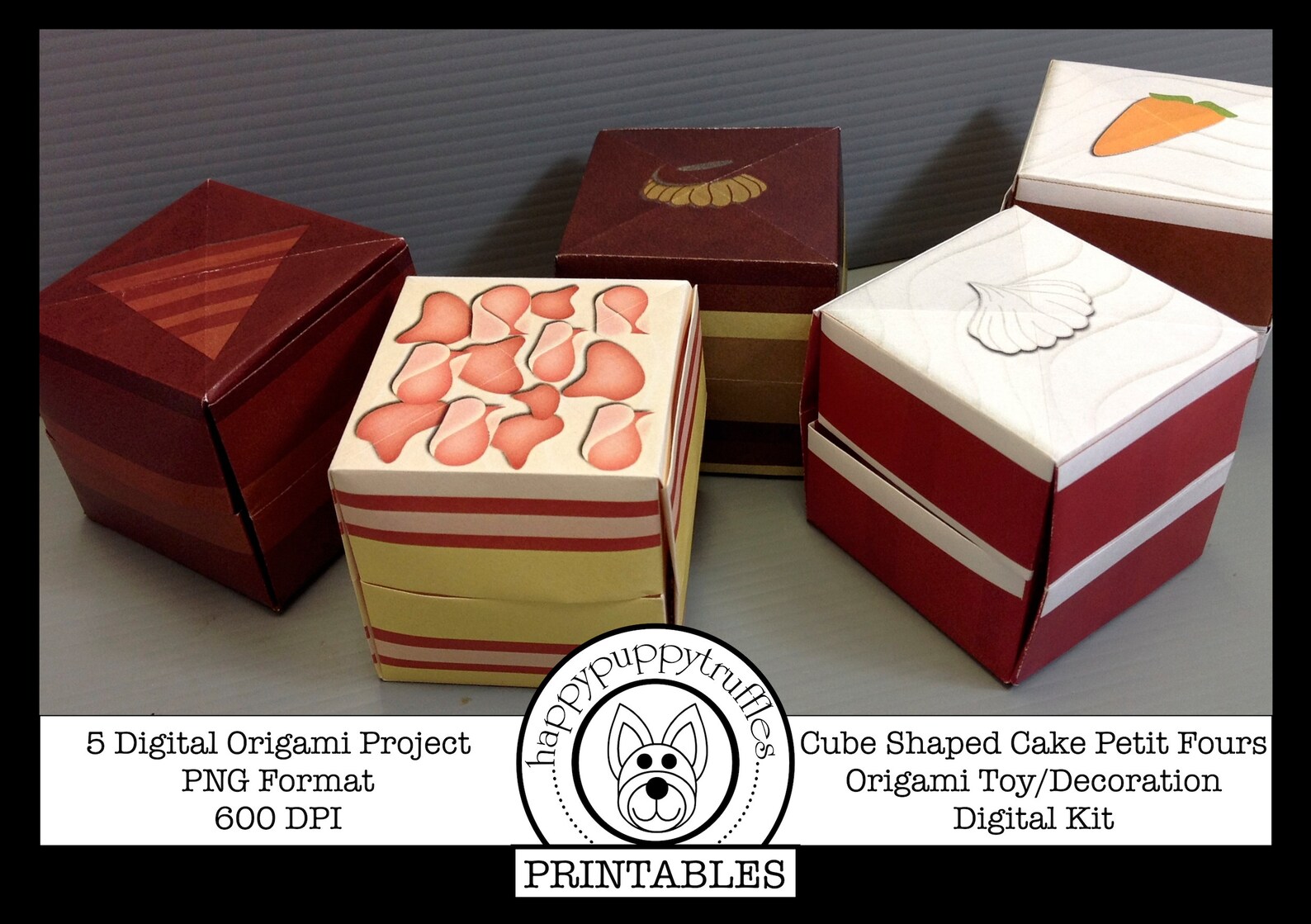 Origami Cakes Petit Fours, Origami Cube-shaped Food, Toy Origami ...