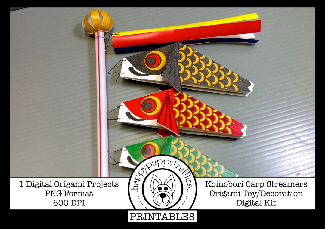 Origami Kids' Day Koinobori Carp Streamers, Printable, Digital Instant ...
