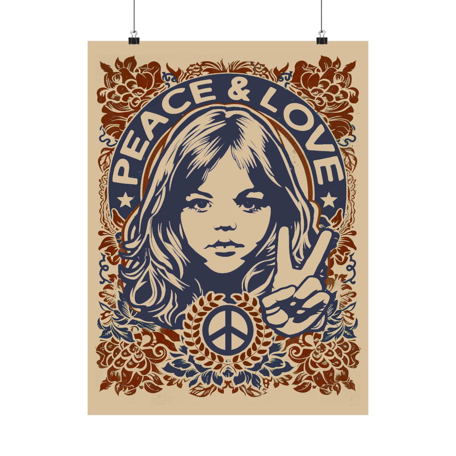 Peace & Love Poster Art Retro 60's Vintage Vibes Print, Hippie Festival ...