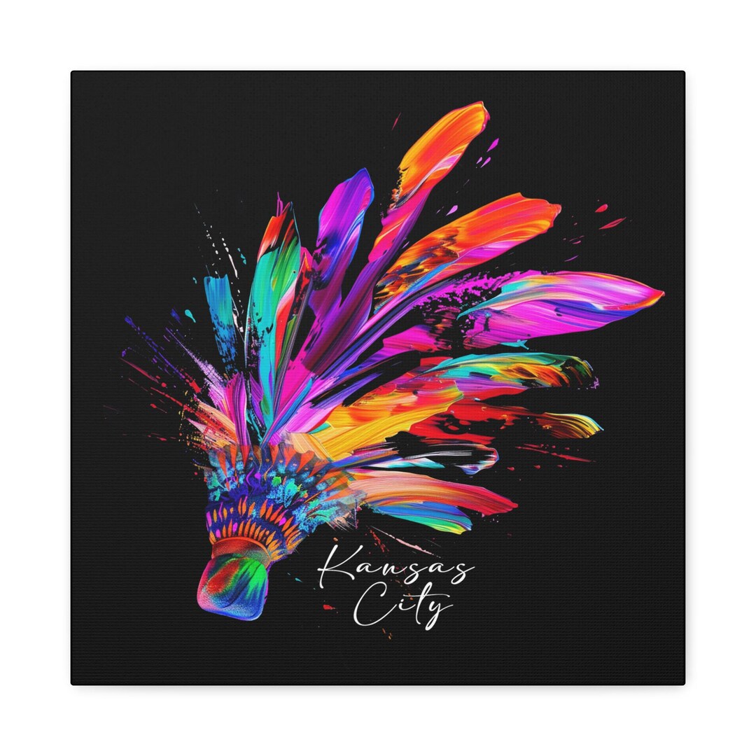 Canvas Art Print, Neon Shuttlecock Abstract Design, Kansas City ...
