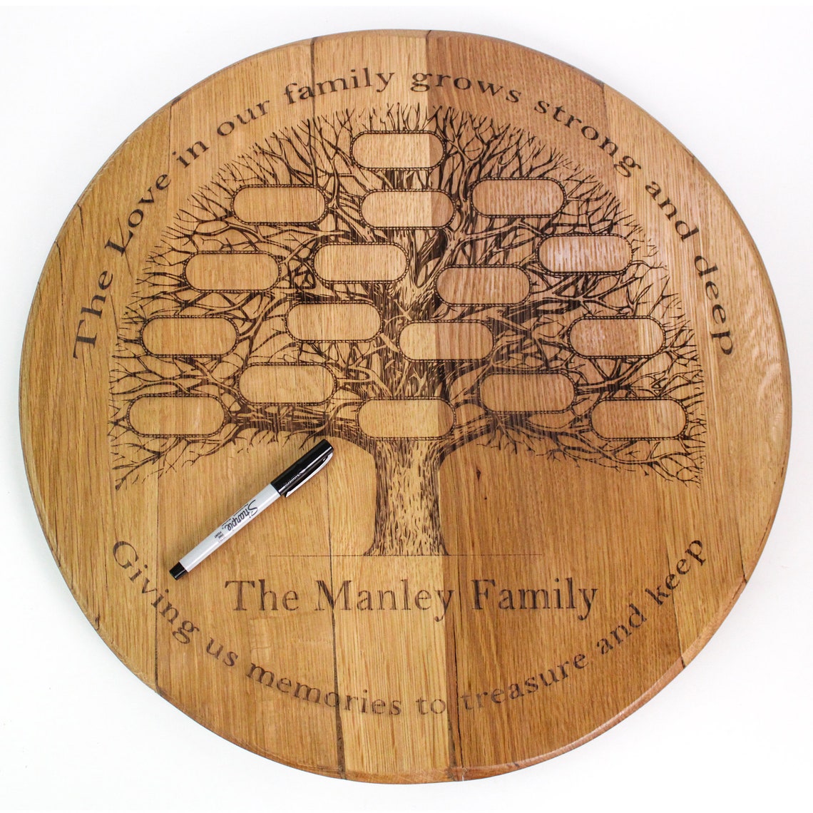 Personalized Family Tree Laser Engraved Bourbon Barrel Head - Etsy