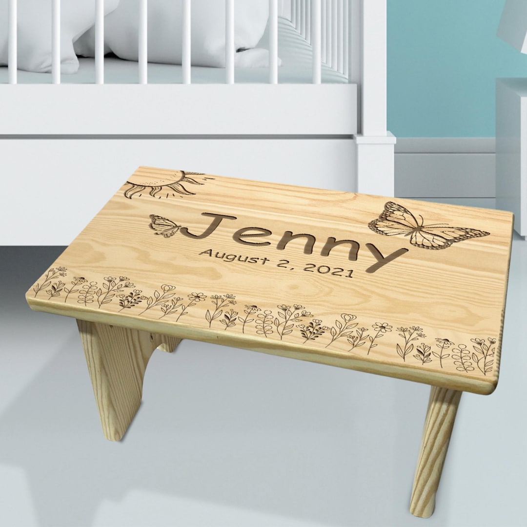 Personalized Kids Step Stool, Montessori Helper, Toddlers Wooden Step ...