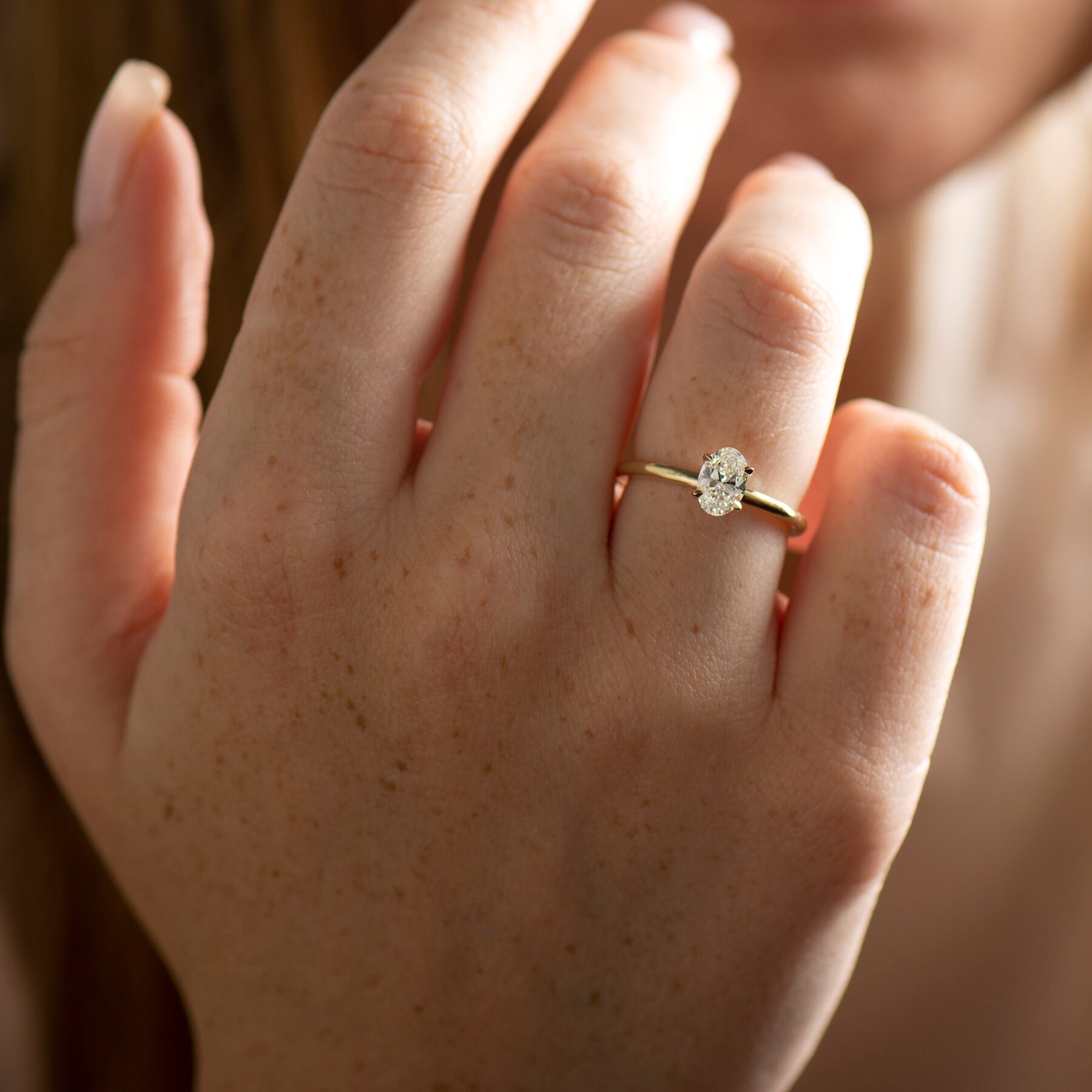 Oval Solitaire Ring 14K Yellow Gold Oval Engagement Ring - Etsy