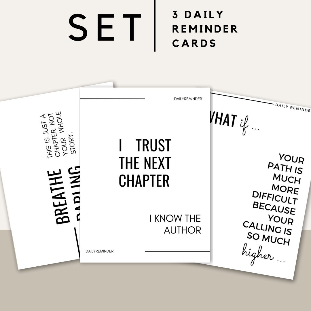 SET of 3 Daily Reminder Cards - Etsy