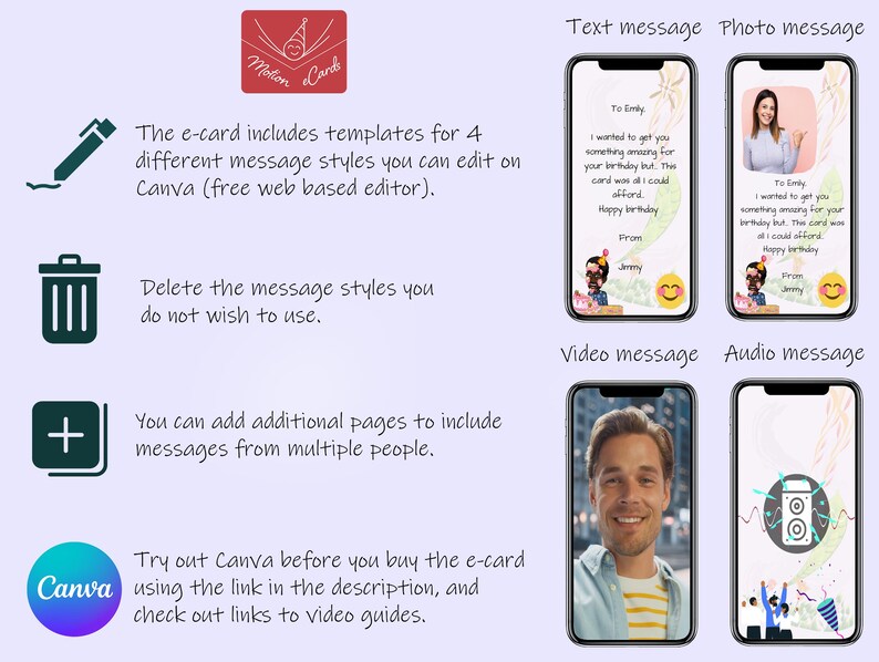 Birthday E-card Template | Video Card | Editable Canva| EC-B-10 - Etsy