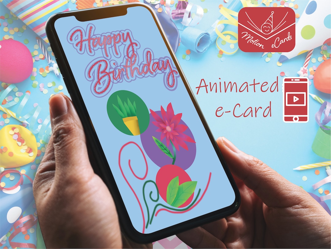 Animated Birthday E-card Video Card Floral STC-003 - Etsy UK