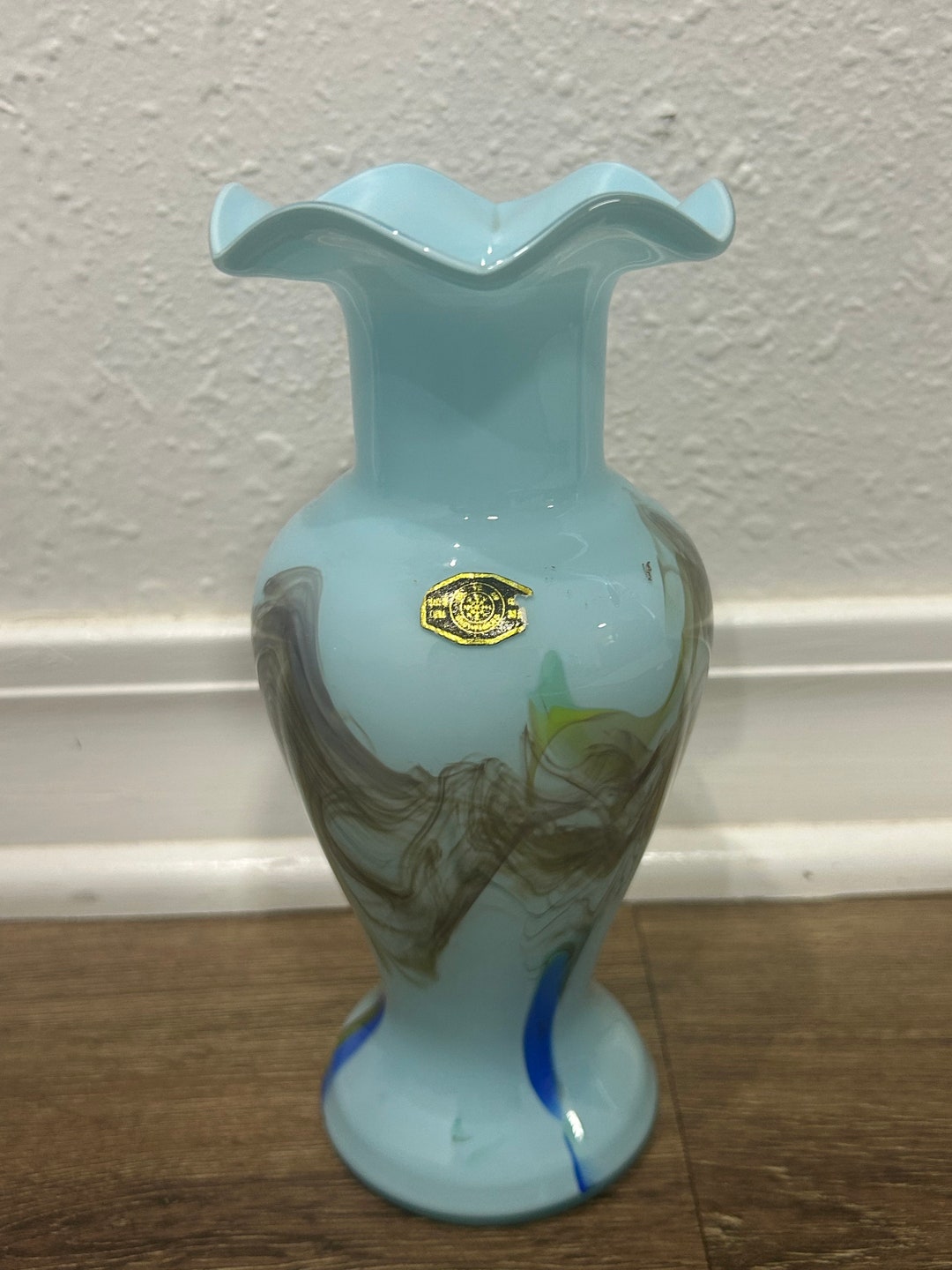 Vintage 1960's Dalian Glass Co. Snowflake Collection Vase With Sticker ...