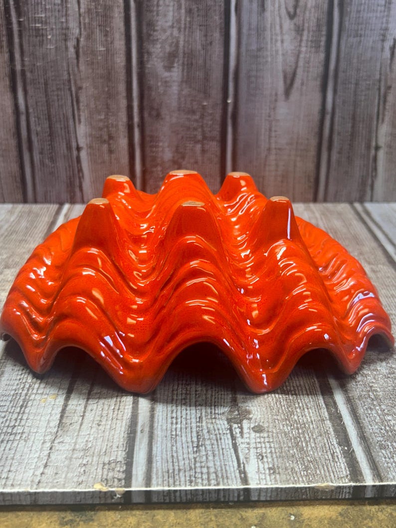 Vintage Flame Red Frankoma Clam Shell Dish T9- Club Trade Winds Dish - Etsy