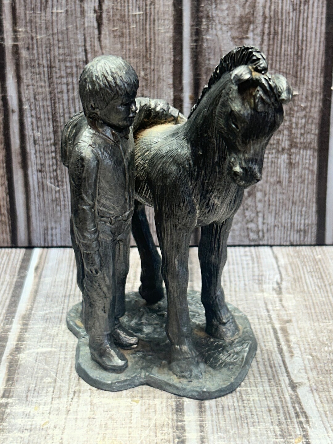 Michael Ricker Pewter Boy With Horse Figurine - Etsy