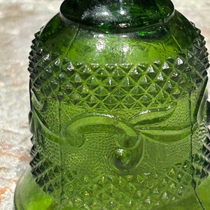 Vintage Glass Emerald Green Glass Bell Dinner Bells Diamond Cut Look ...