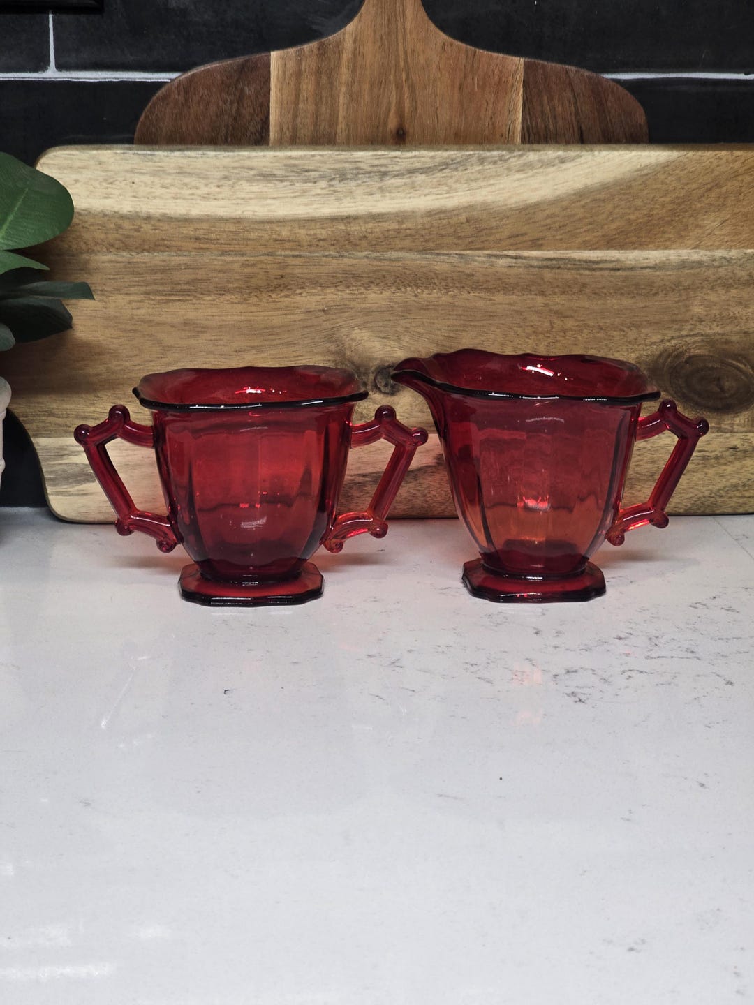 Vintage Imperial Glass Hazen #760 Ruby Red Sugar and Creamer Set - Etsy
