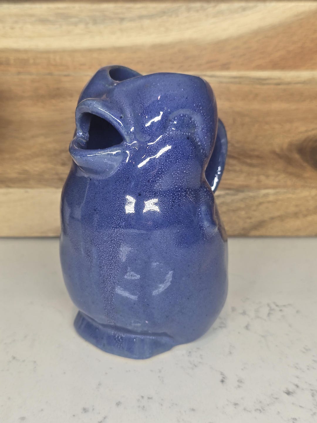 Vtg BYBEE Kentucky Pottery Bird Figure Creamer Pitcher Chick Blue Glaze ...