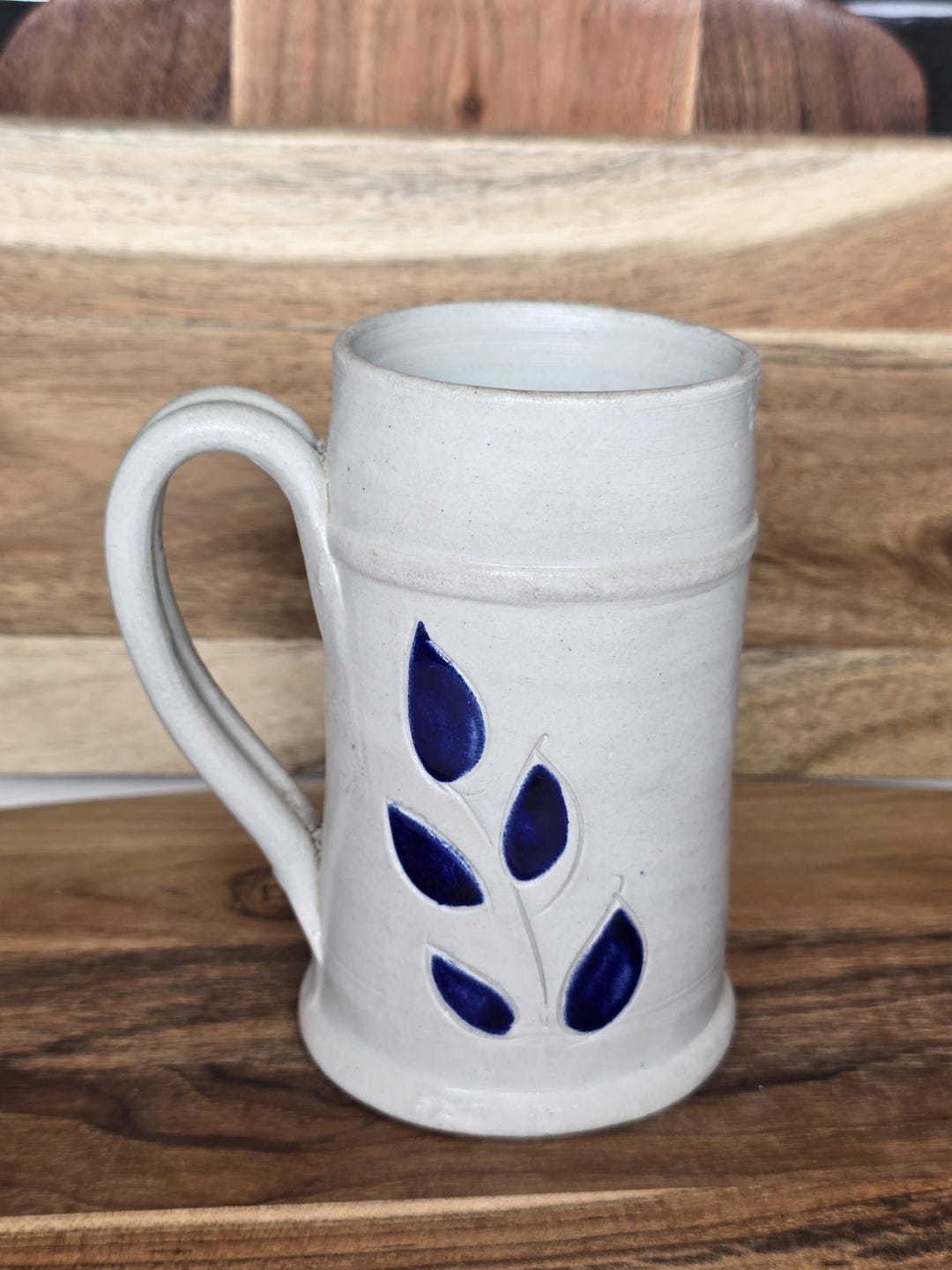 Williamsburg Pottery Hand Thrown Salt Glaze Mug Cup Stein Cobalt ...