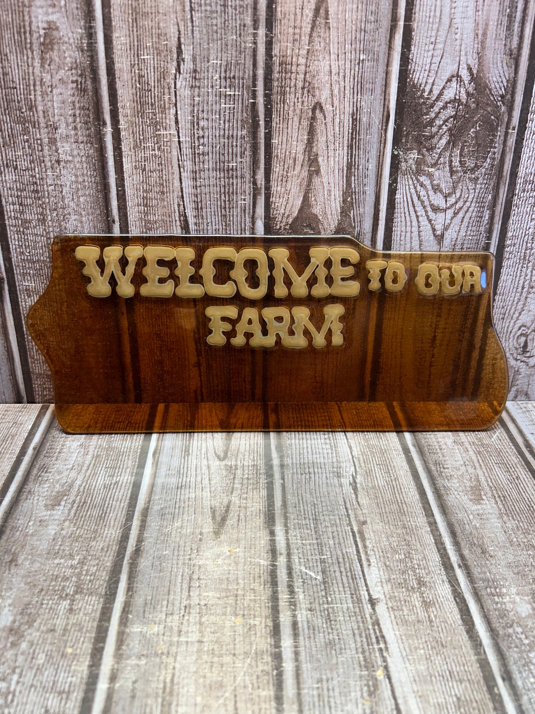 Blown Glass Sign welcome to the Farm - Etsy