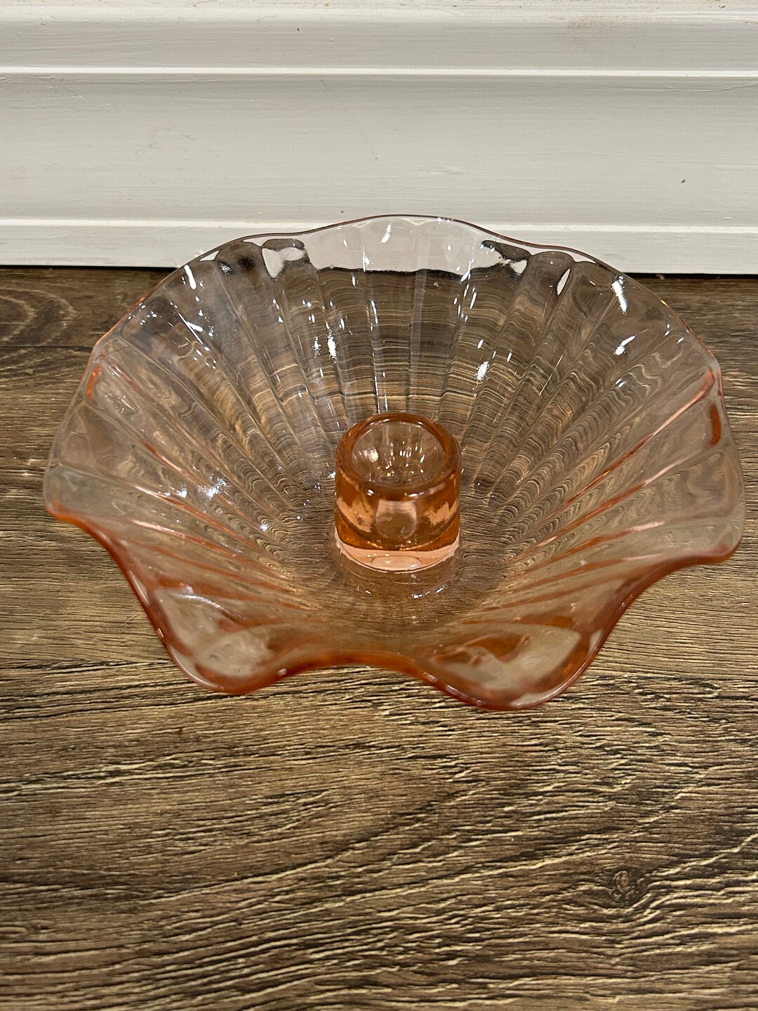 Pink Depression Glass Flower Petal Edge Shape Candle Holder - Etsy