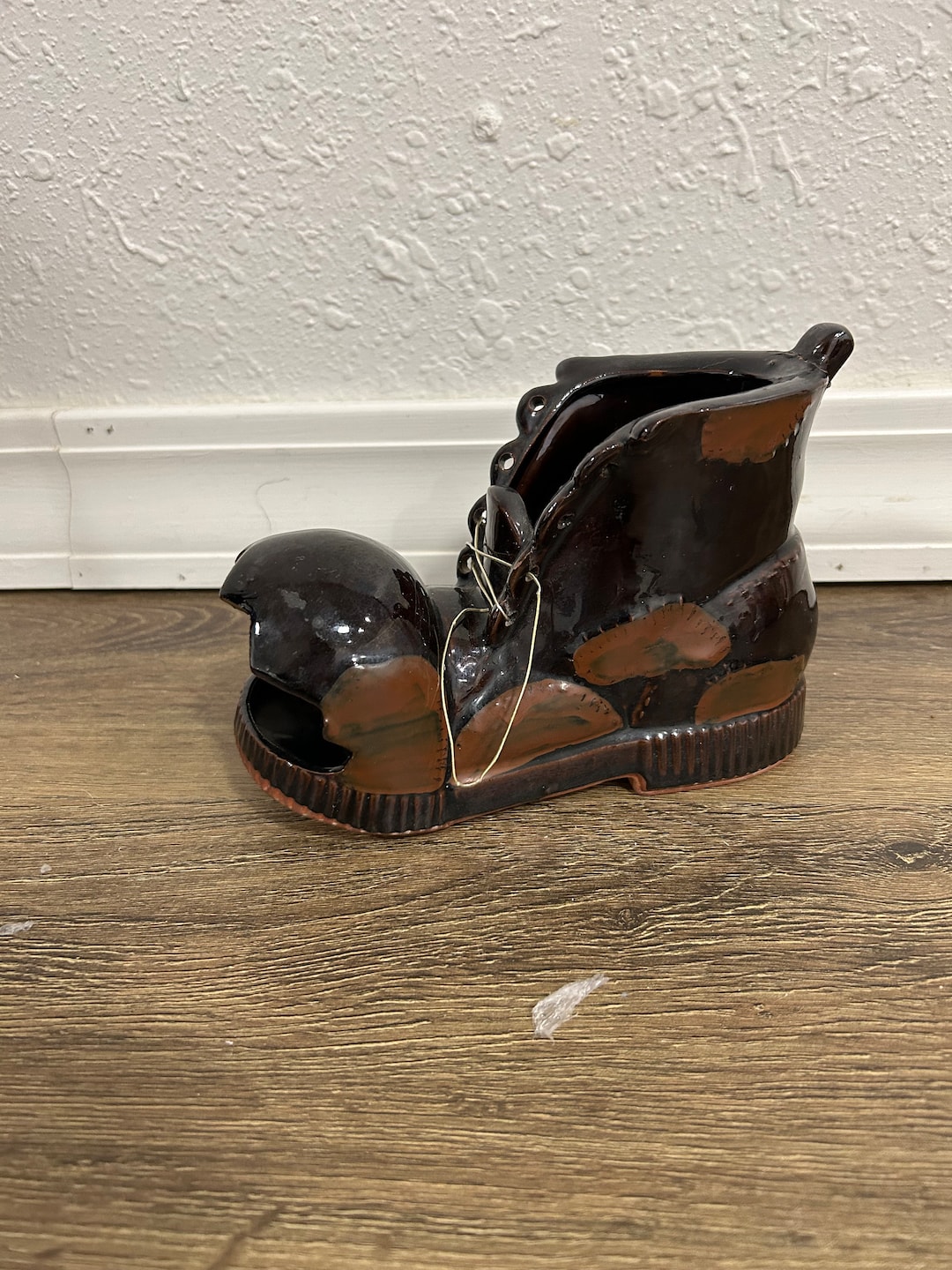 Hiking Work Boot Ripped Torn Planter Ceramic Brown Glaze - Etsy