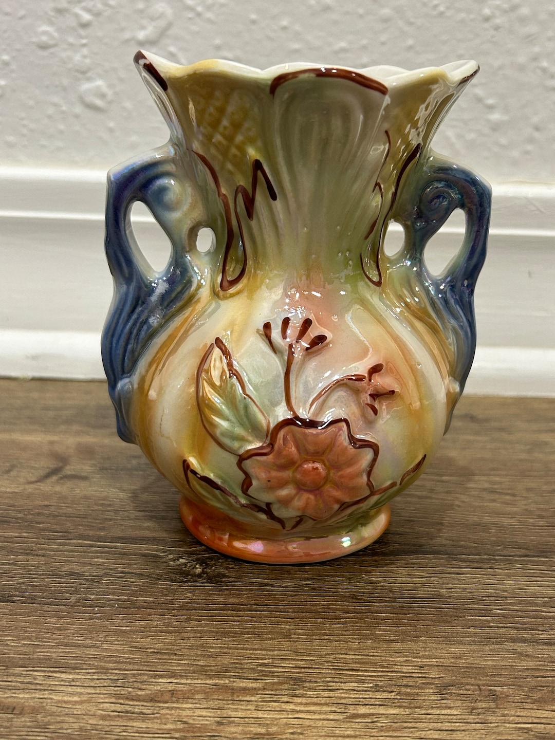 Vintage Lusterware Ceramic Vase #422 Made in Brazil 5" T X 4.5" W X 3 ...