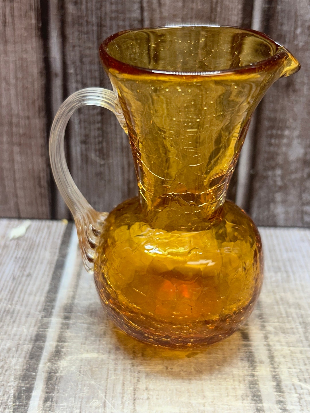 Antique Vintage Rainbow Amber Glass Hand Blown Vase Art Glass Handle - Etsy