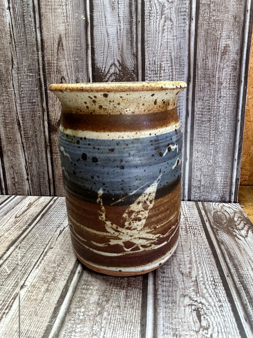 Vintage Jason Stokes Stoneware Pottery Vase Fish, Seashells, Seagull ...