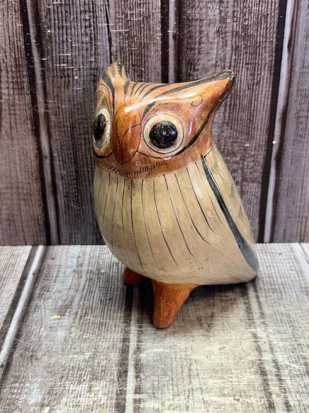 Vintage Mexican Folk Art Tonala Clay Pottery Owl Bird Hand Painted - Etsy