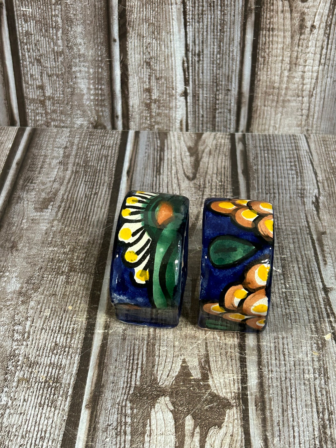 2 Mexico Hand Painted Ceramic Talavera Floral Napkin Rings - Etsy