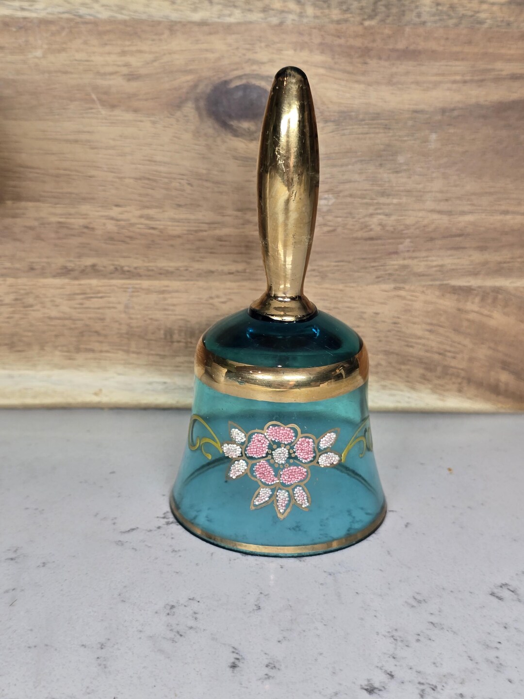 Bohemian Glass Bell With Enamel Flowers and Gold Accents - Etsy