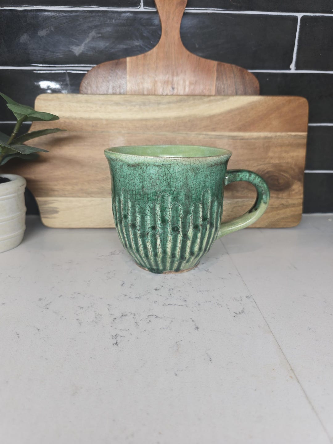 Hand Thrown Hand Carved Ceramic Pottery Stoneware Mug Turquoise in ...