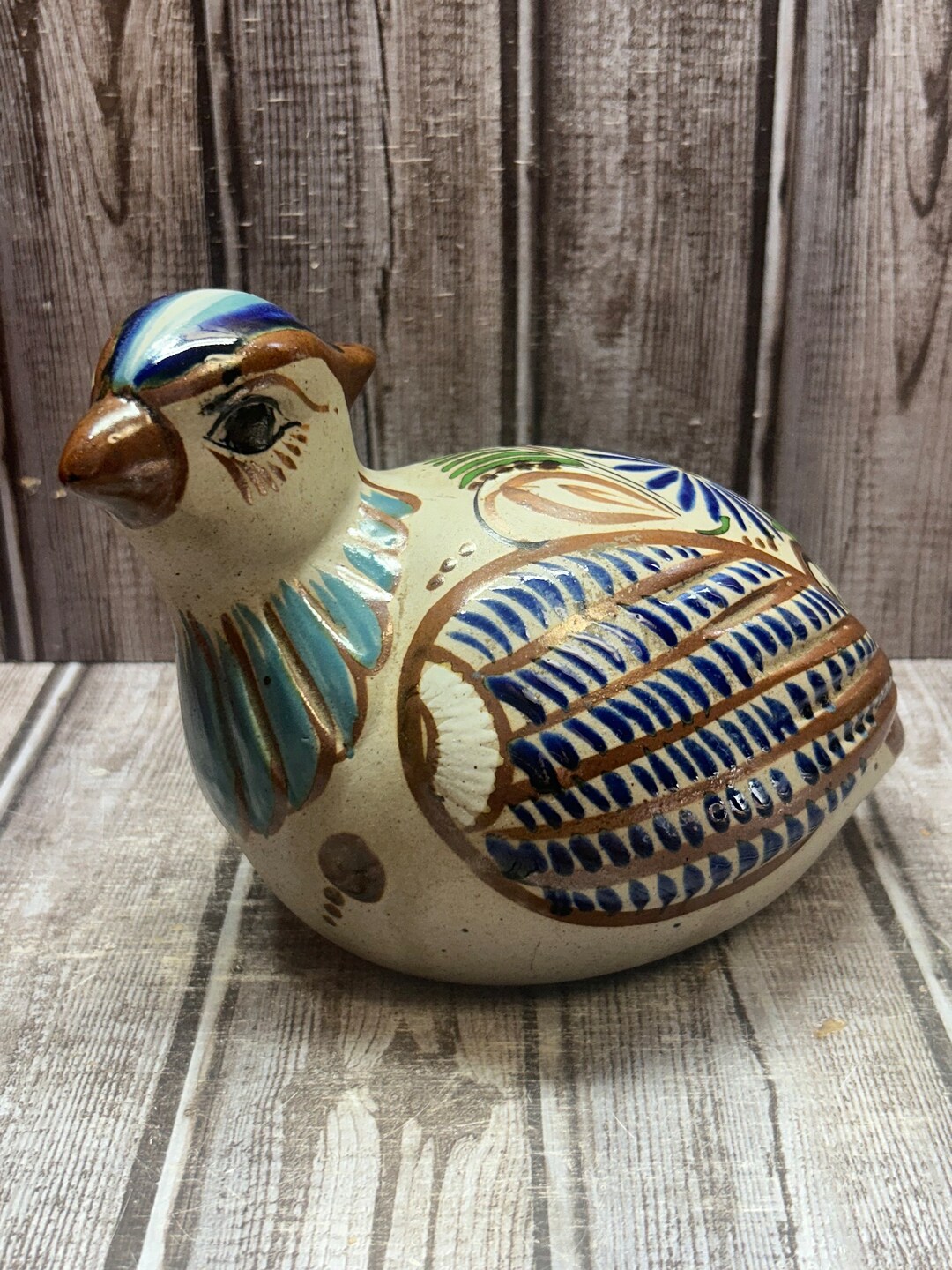 Vintage Mexico Large Pottery Quail Bird Folk Art Figurine Artist Signed ...