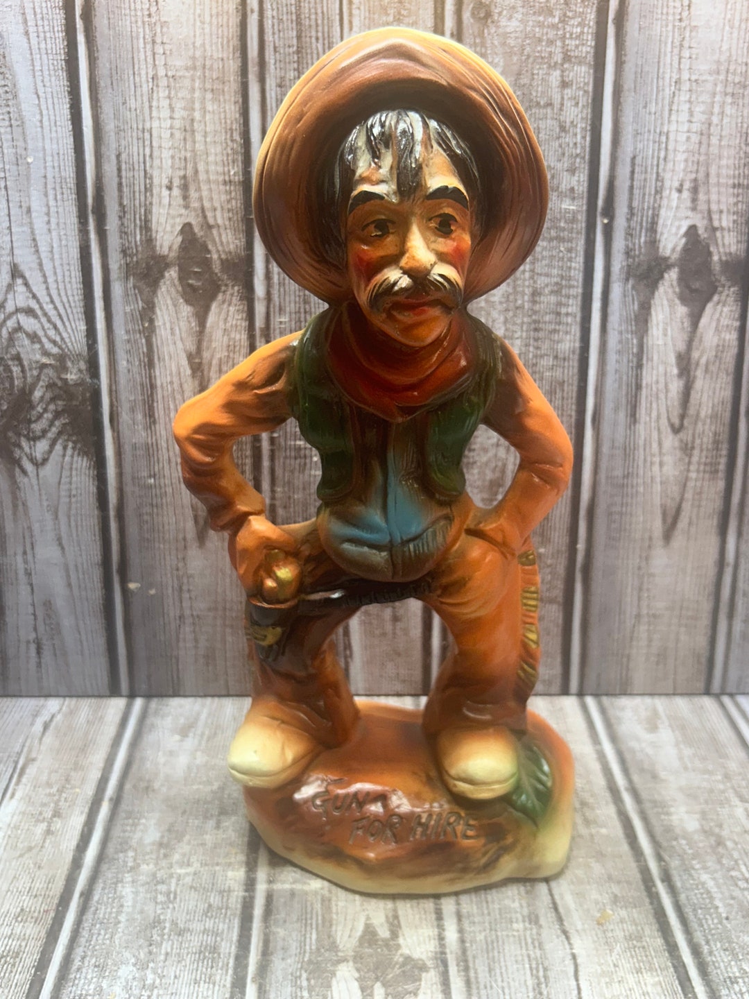 Vintage Mexican Bandito Cowboy gun for Hire Ceramic Statue, Old Western ...