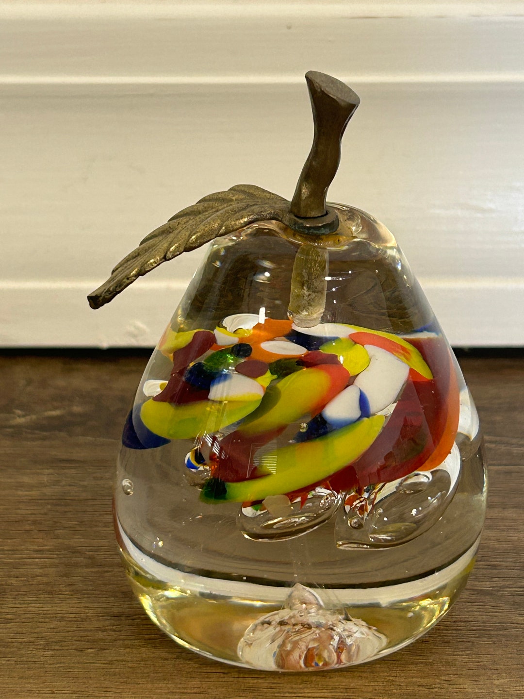 Vintage Lenwile Ardalt Confetti Pear Paperweight - Etsy