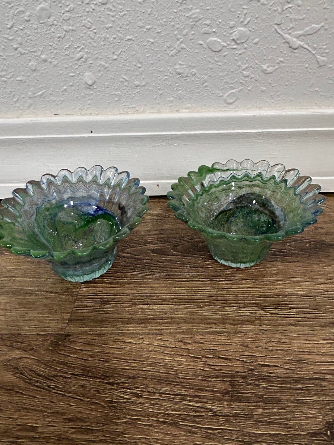 Set of 2 Beautiful Infused Small Art Glass Bowls - Etsy