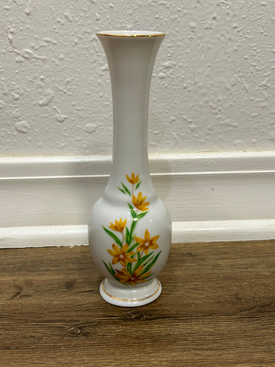 1981 Flowers Ceramic Vase Made in Taiwan Yellow Flowers Green - Etsy