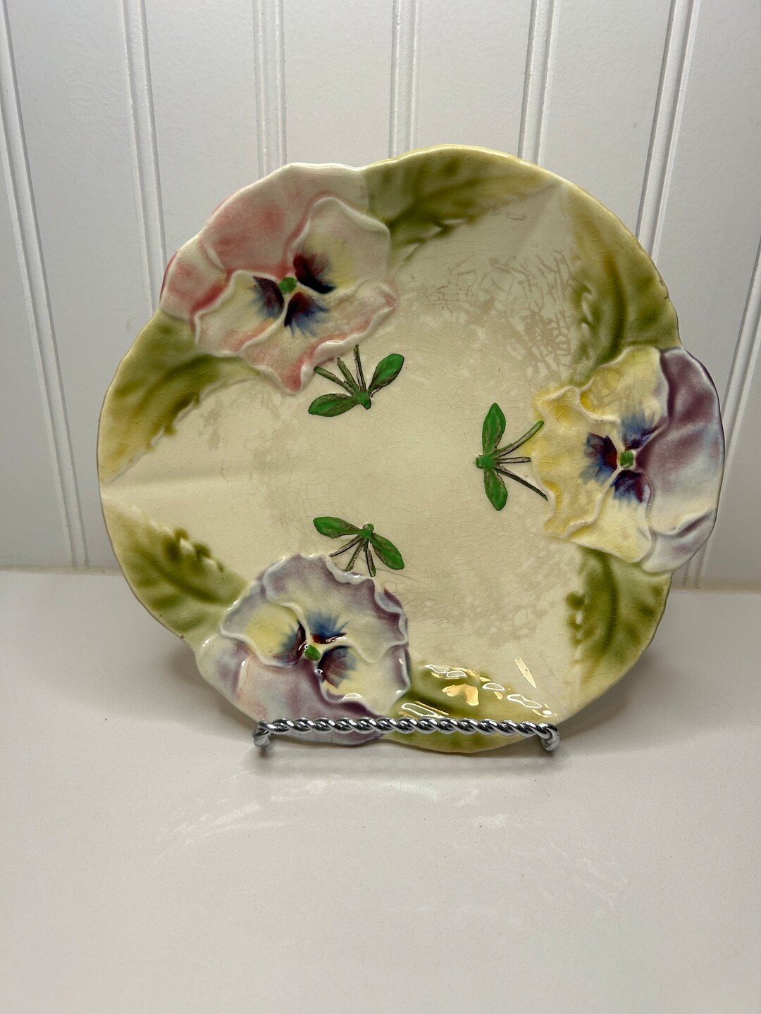 Antique French Choisy Le Roi Majolica Pansy Plate - Etsy