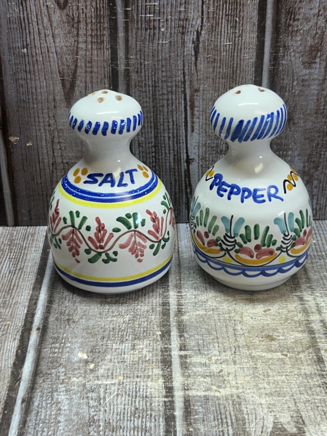 Vintage Espana Salt Pepper Shakers Spain Glazed Pottery Hand Painted - Etsy
